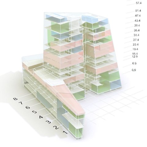3D conceptual architectural project development from simple masses ...